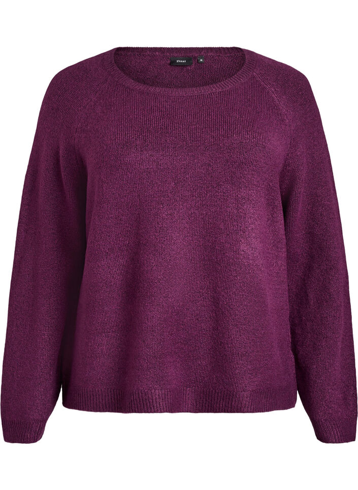 Soft knit with a round neck - Violetti - Koot L - Zizzi